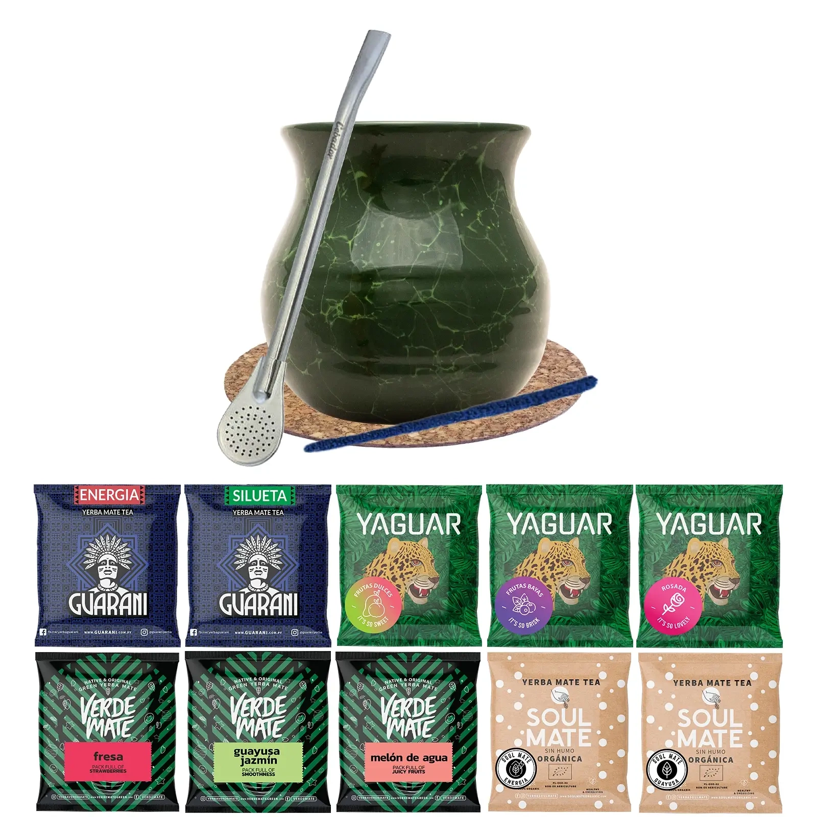 Set Mate Tea Verde Mate Green 500g Mate Gourd 10x50g | Sets \ Yerba ...