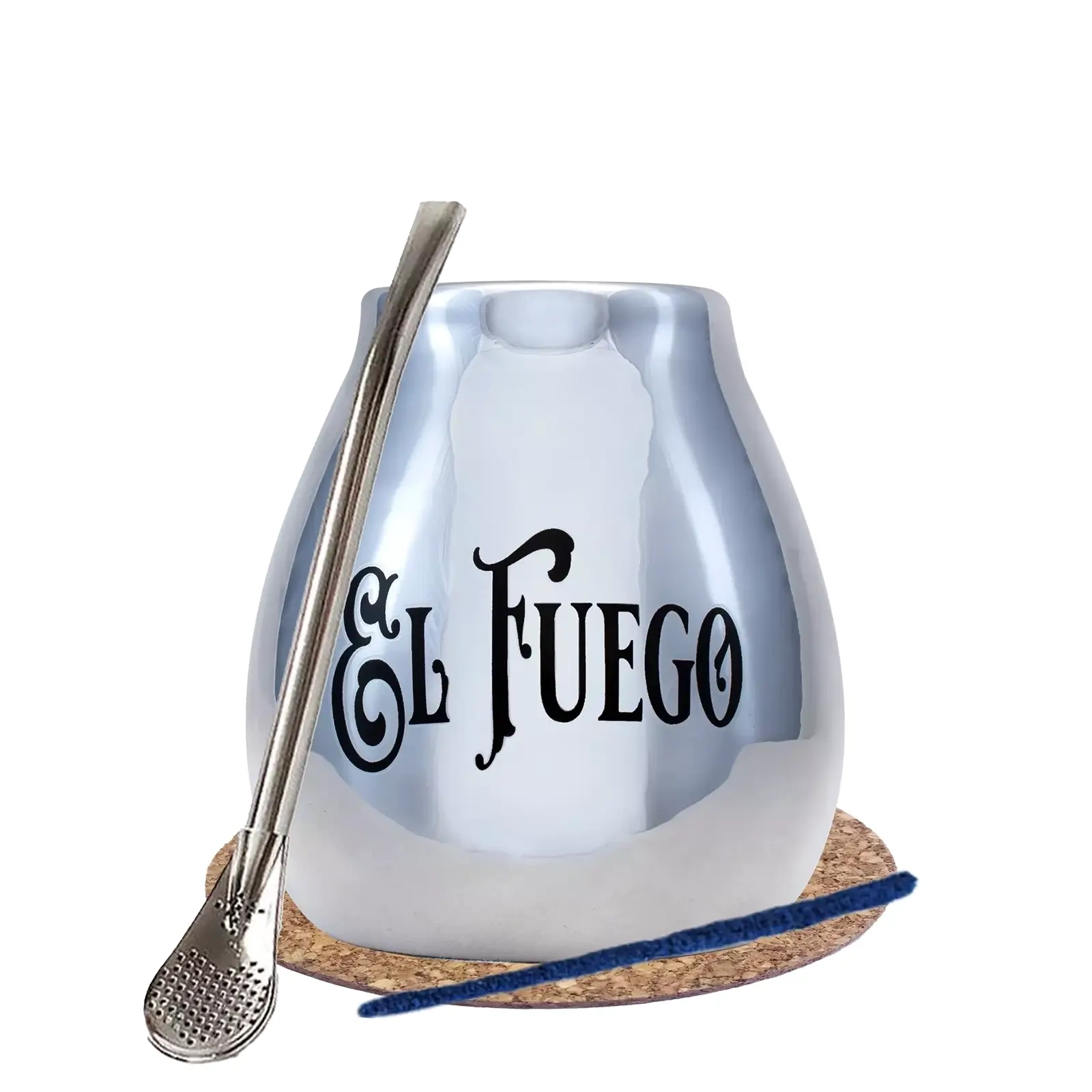 Yerba Mate BIG calabash silver bombilla El Fuego | | MateMundo.co.uk