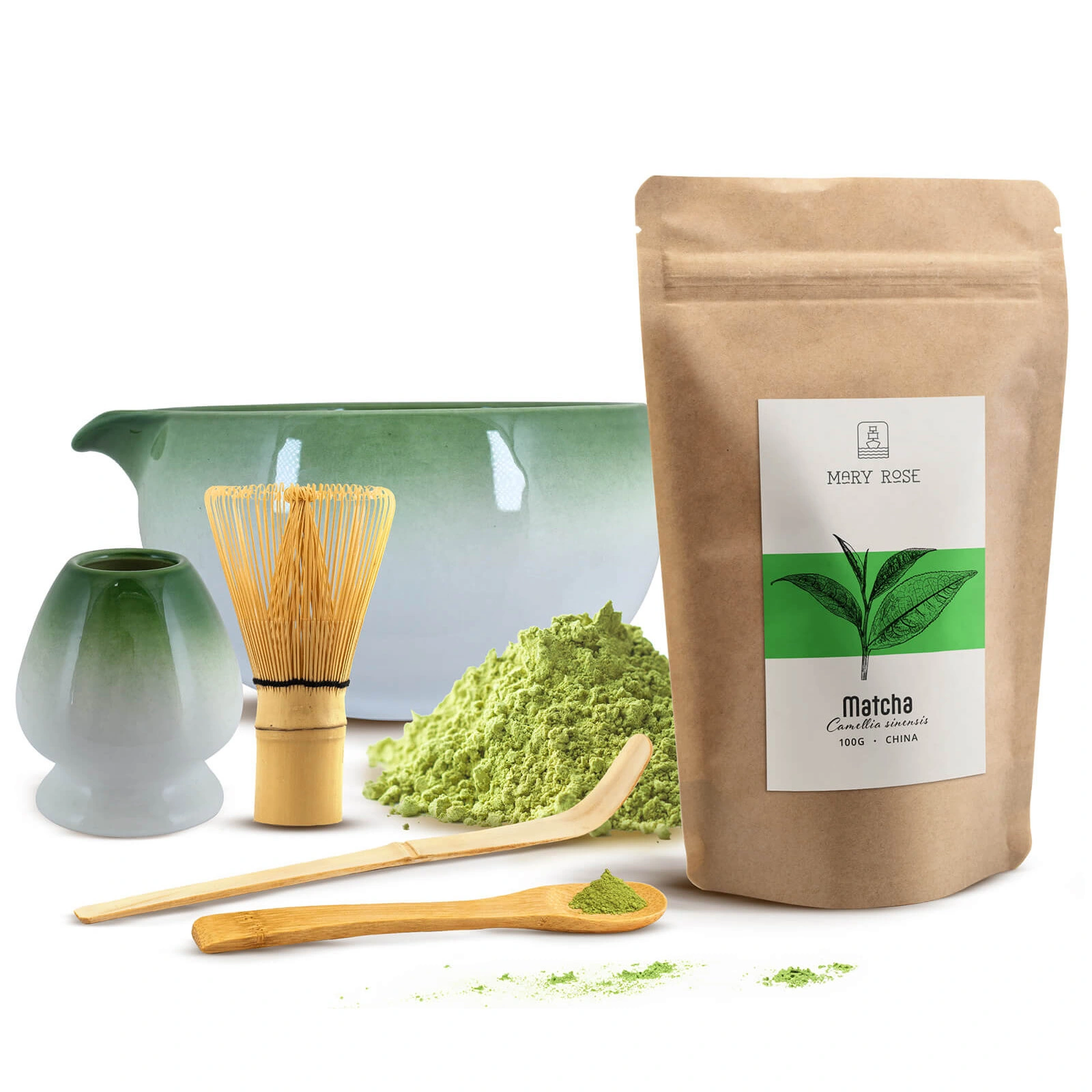 Matcha Tea Brewing Set: Matcha 100g + Accessories | | MateMundo.co.uk