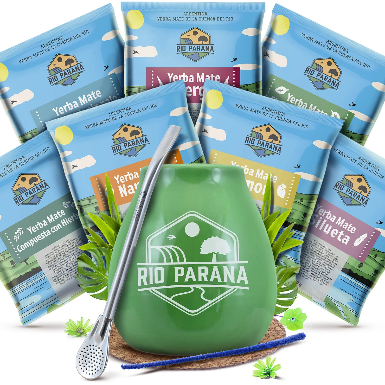 Yerba Mate Rio Parana 7x50g sample set + accessories | | MateMundo.co.uk
